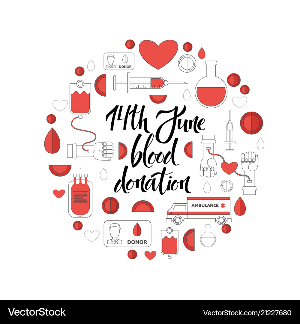 14 june blood donor day poster Royalty Free Vector Image