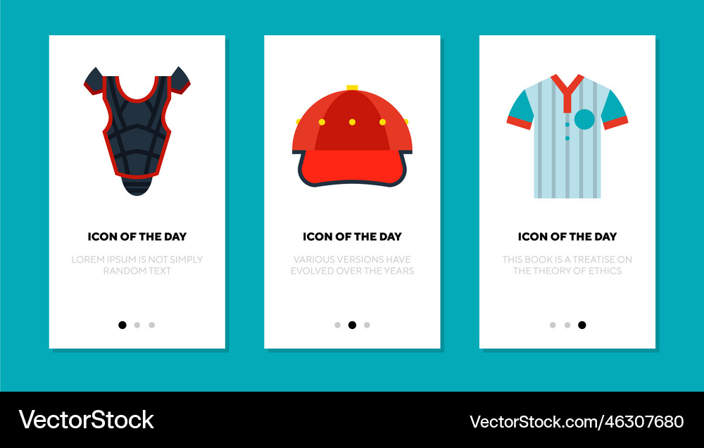 Baseball player clothes flat icon set Royalty Free Vector