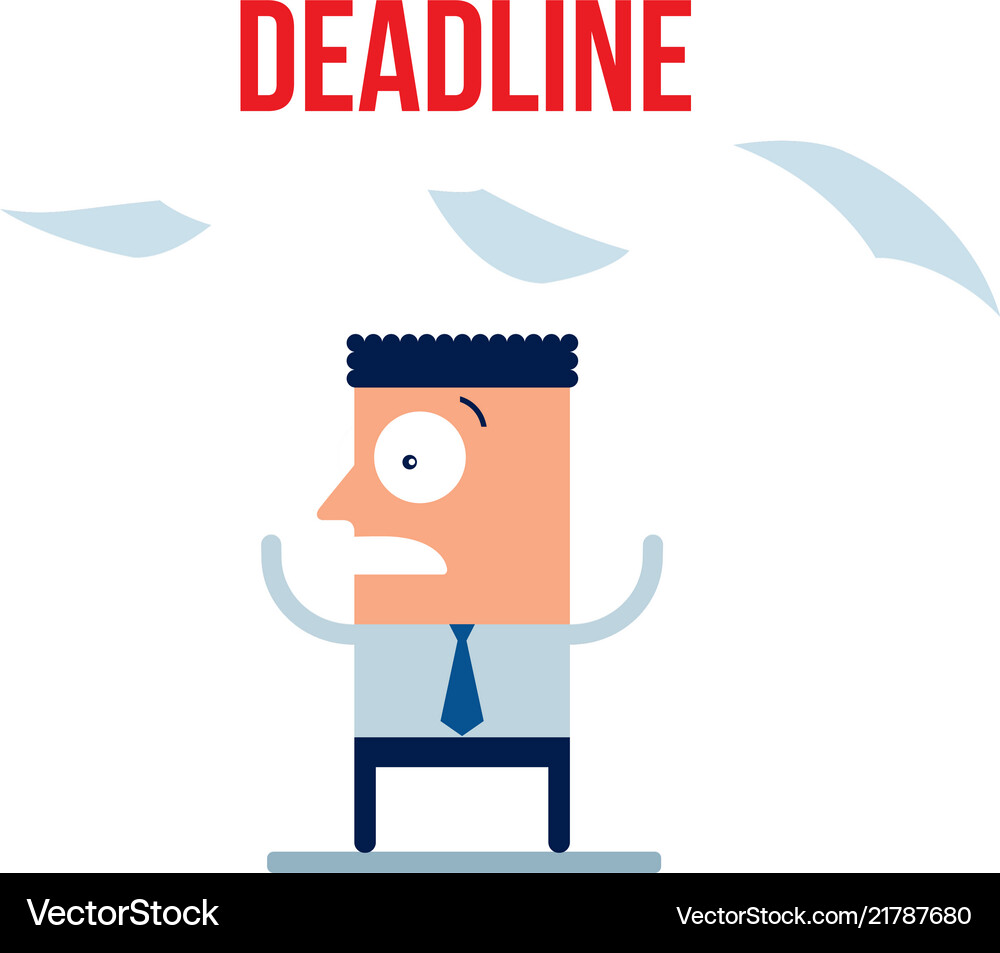 Businessman afraid of the deadline Royalty Free Vector Image