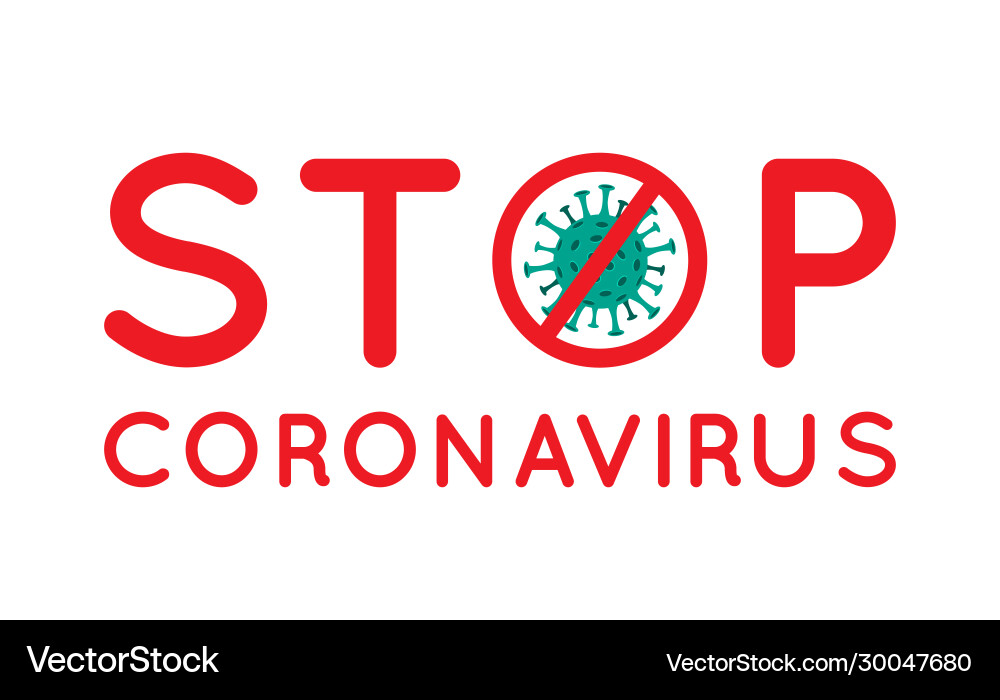 Coronavirus icon with red prohibit stop sign Vector Image