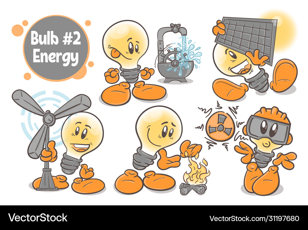 Emotional Lightbulb Characters Royalty Free Vector Image