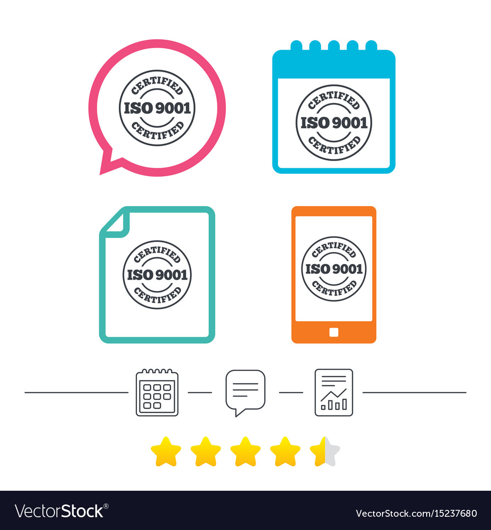 Iso 9001 certified sign certification stamp Vector Image