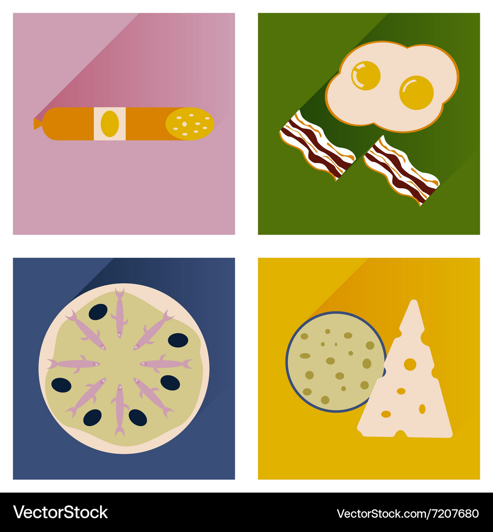 Modern flat icons collection with shadow fast food