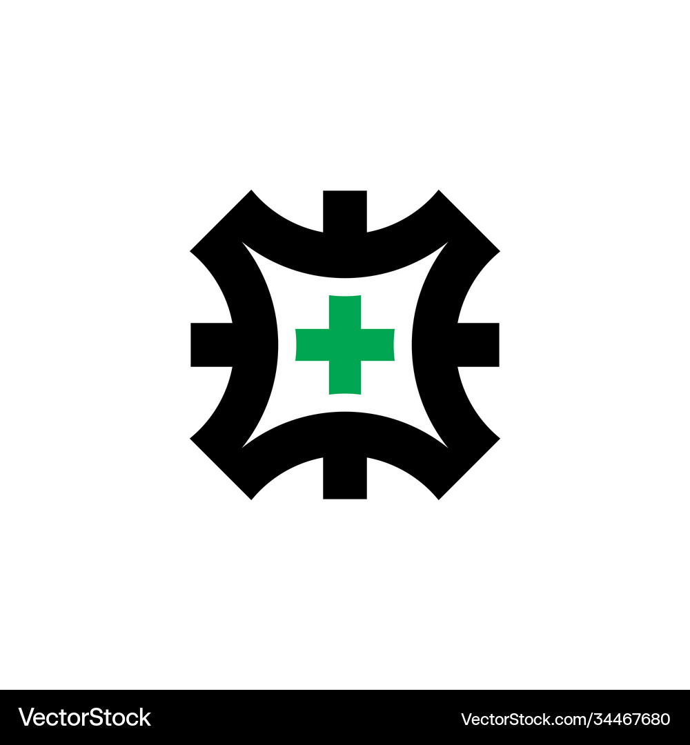 Plus medical geometric line emblem logo Royalty Free Vector
