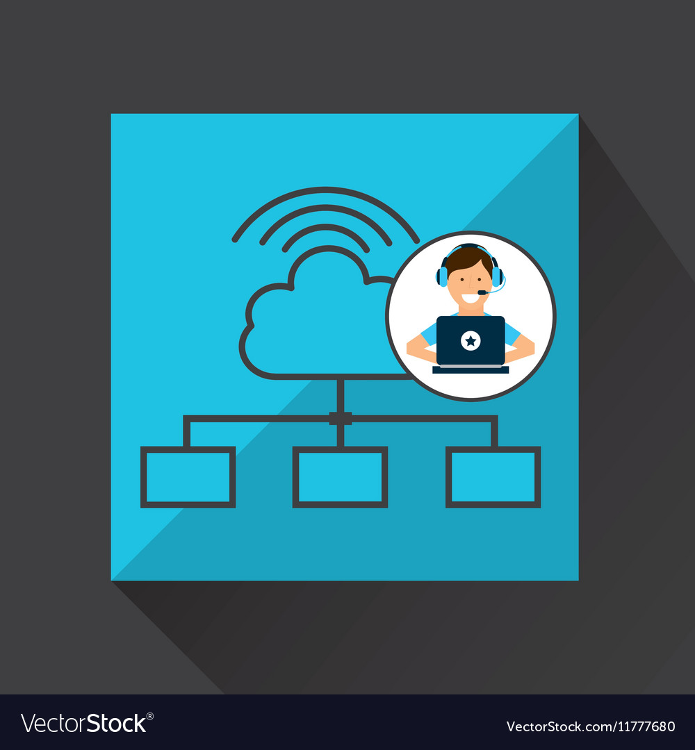 Programer character development cloud Royalty Free Vector