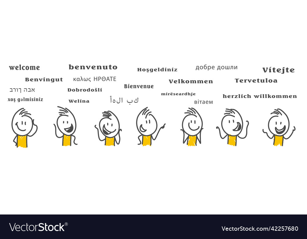 Stick figures welcome Royalty Free Vector Image