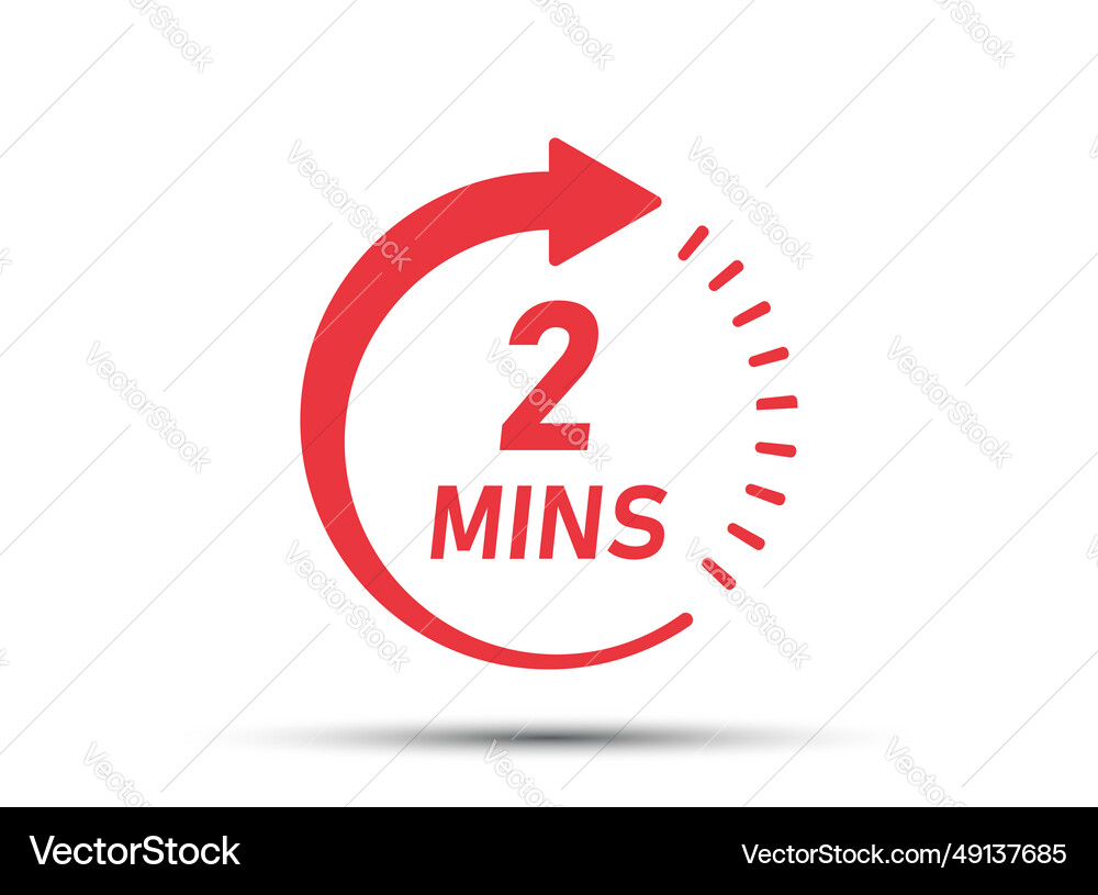 2 minute on stopwatch icon in flat style clock Vector Image
