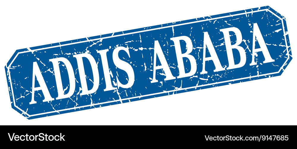 Addis ababa blue square grunge retro style sign Vector Image