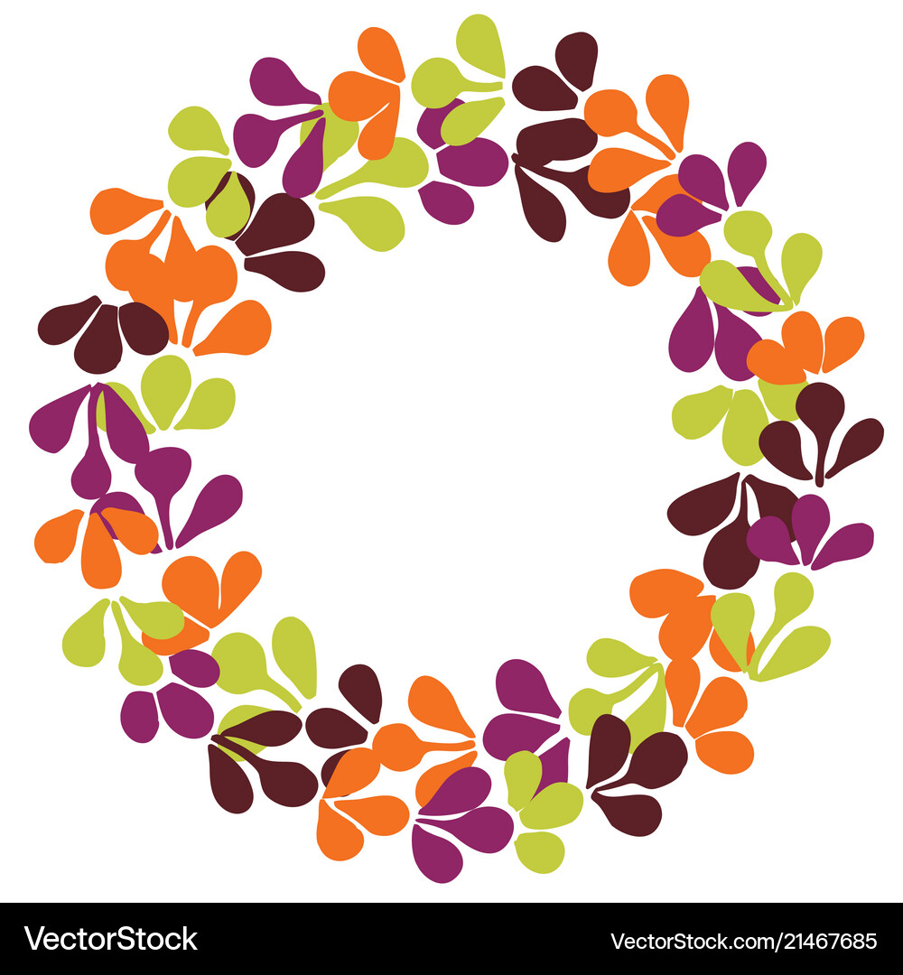 Autumn laurel wreath frame isolated on white Vector Image