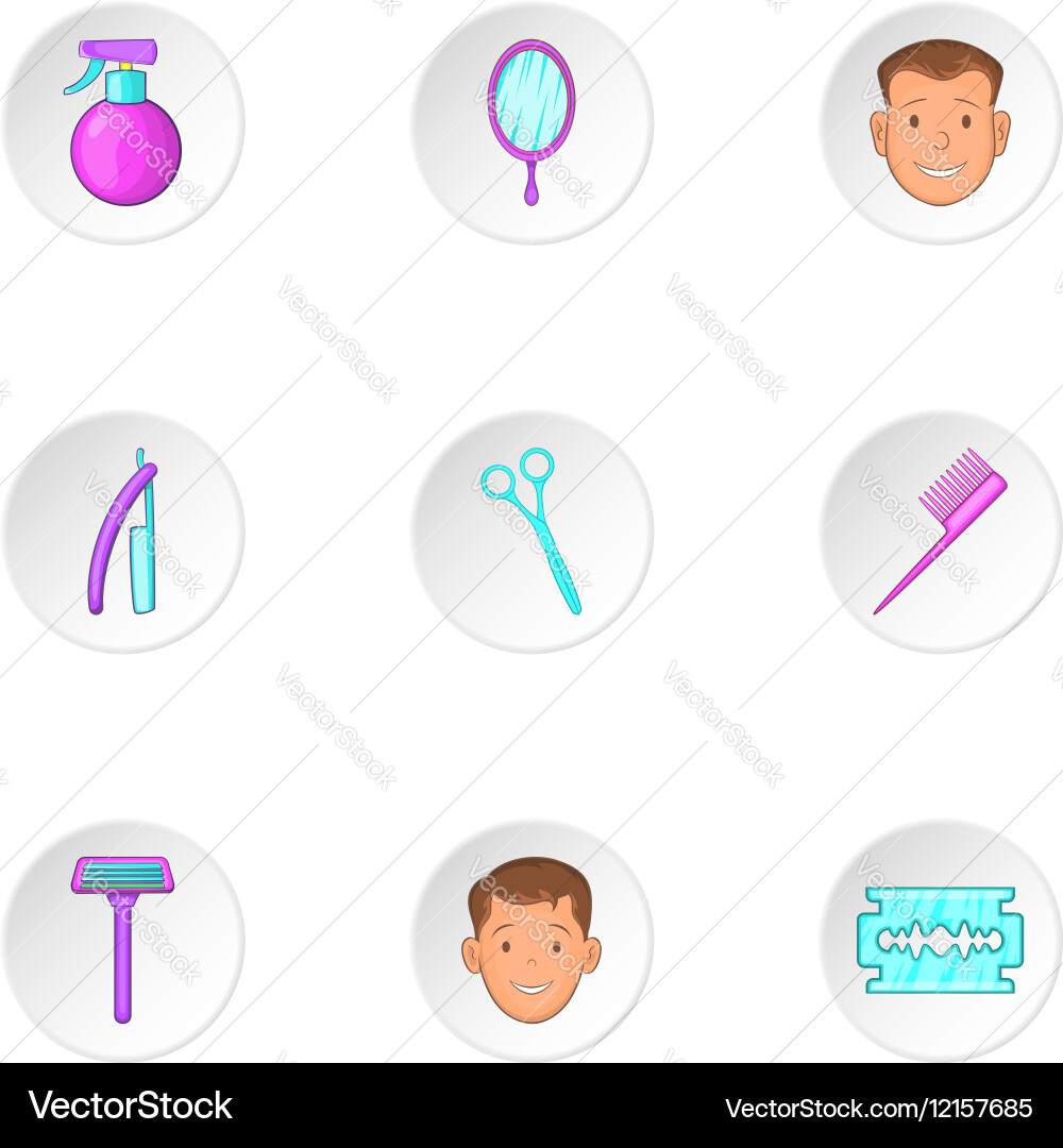 Barber icons set cartoon style Royalty Free Vector Image