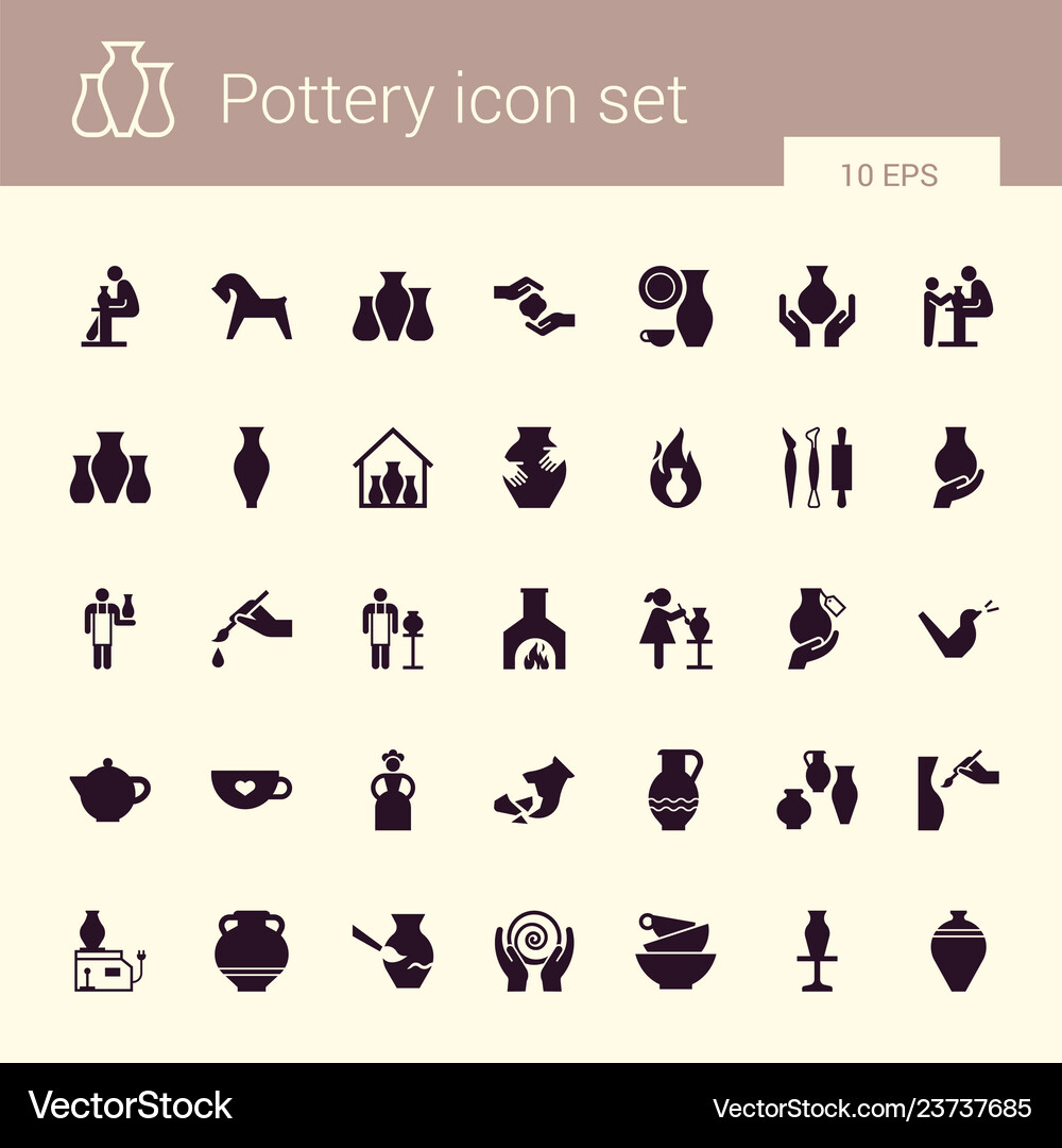 Ceramic products in the icon set in flat style Vector Image
