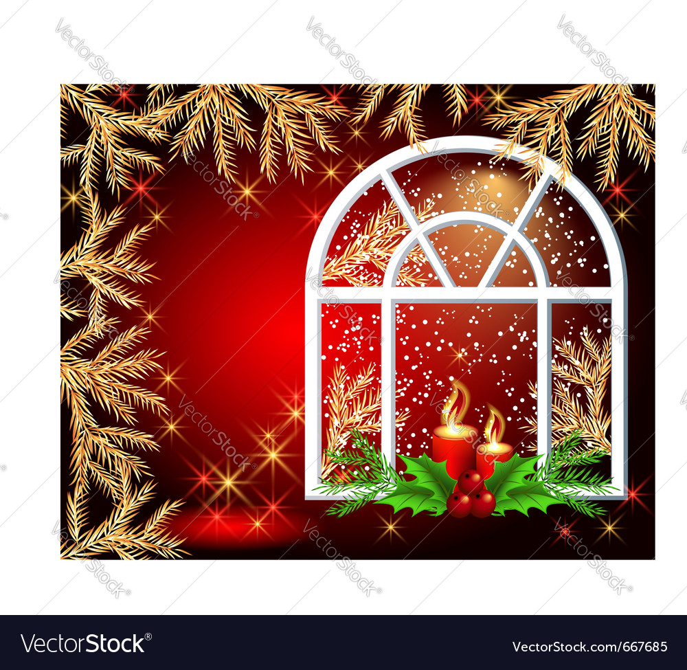 Christmas window Royalty Free Vector Image - VectorStock