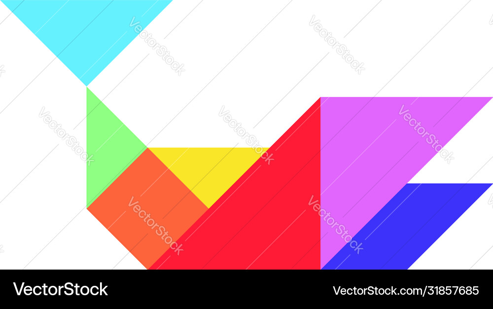 Color tangram puzzle in fish shape on white Vector Image