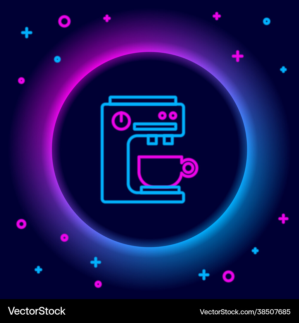 Glowing neon line coffee machine icon isolated Vector Image