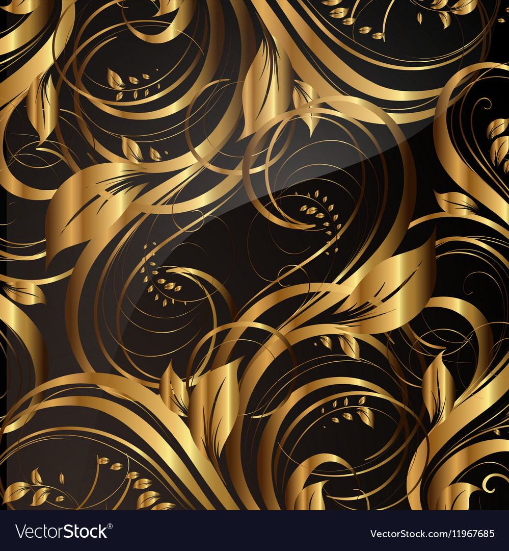 Gold seamless floral background Royalty Free Vector Image