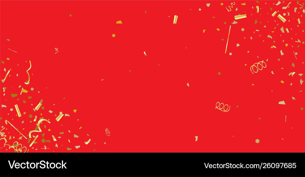 Golden glitter confetti on a red background Vector Image