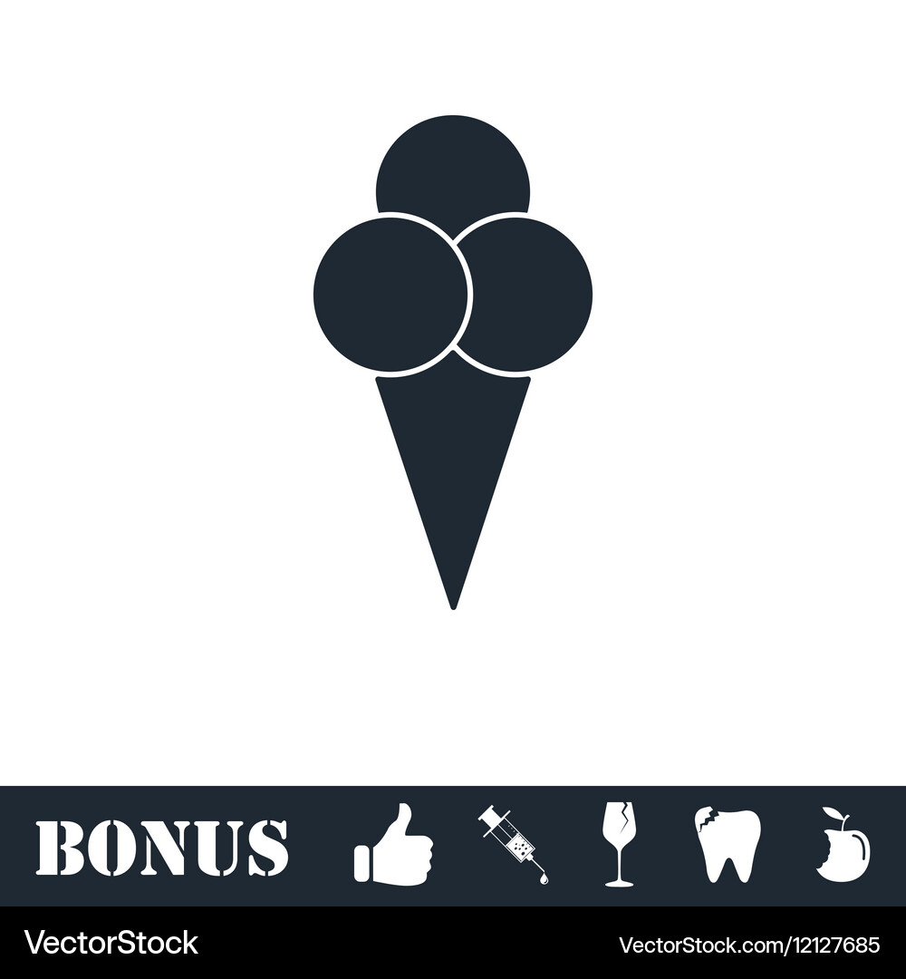 Ice cream balls in waffle cone icon flat Vector Image
