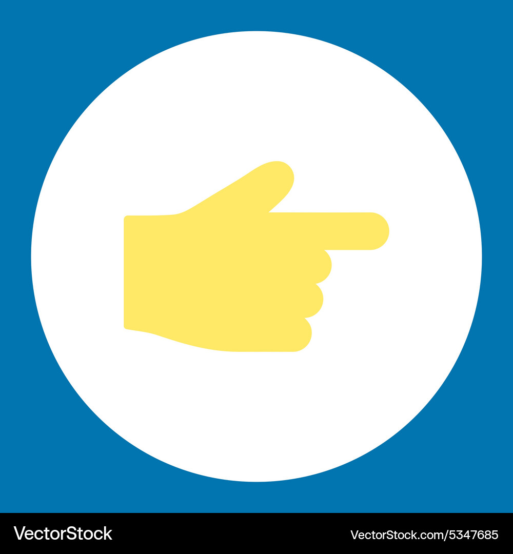 Index finger flat yellow and white colors round Vector Image