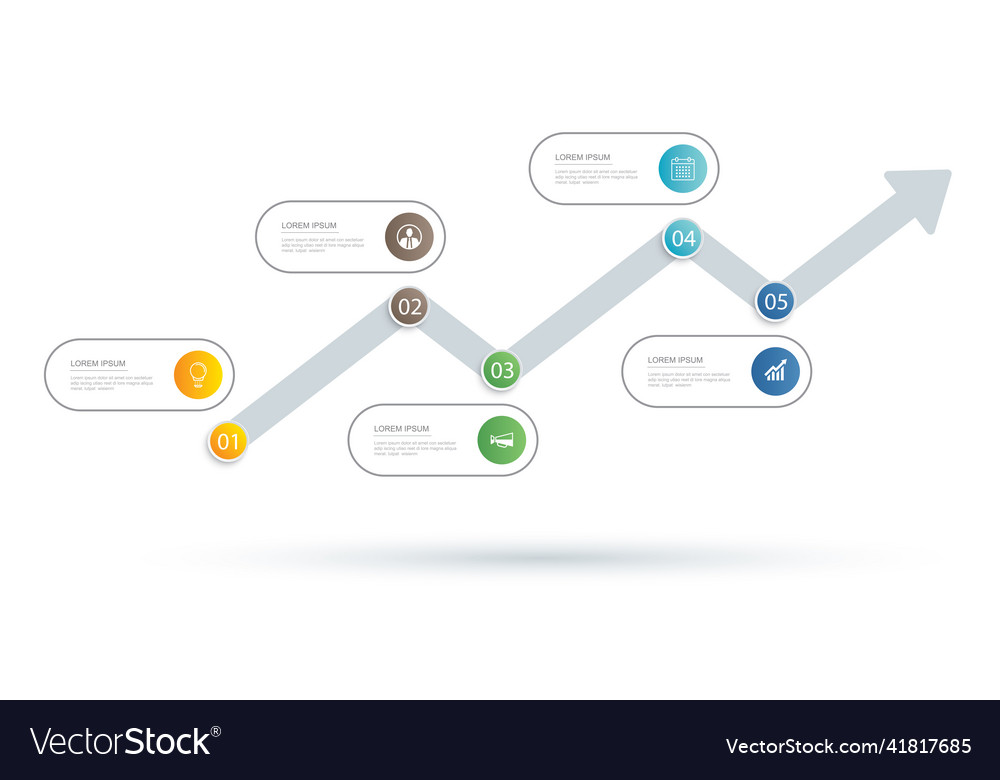 Infographics arrow timeline with 5 data template Vector Image Infographics arrow timeline with 5 data template Vector Image