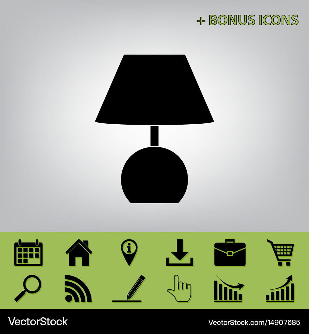 Lamp sign black icon at gray Royalty Free Vector Image