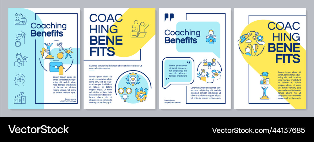 Mentoring advantages blue and yellow brochure Vector Image