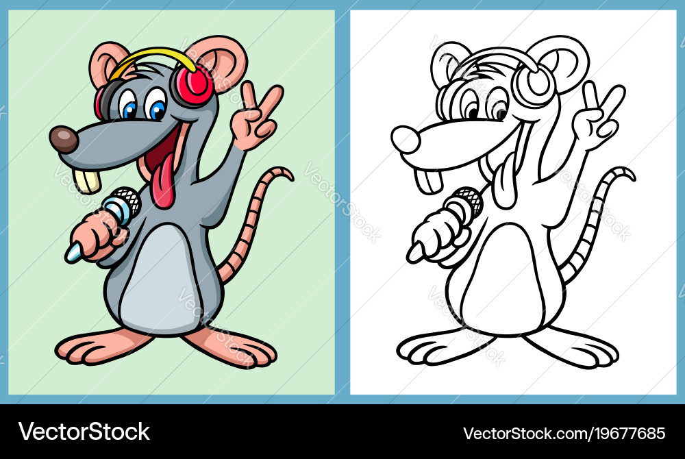 Mouse singing a song cartoon character Royalty Free Vector