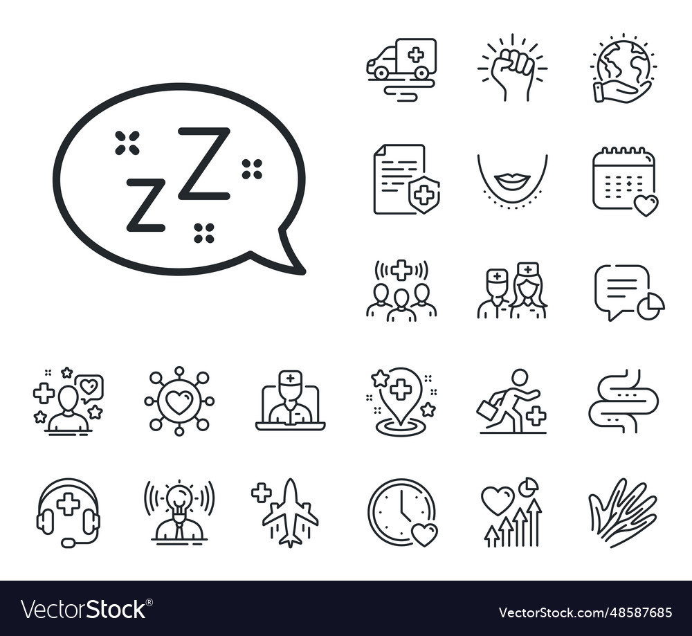 Sleep Line Icon Zzz Speech Bubble Sign Chat Vector Image