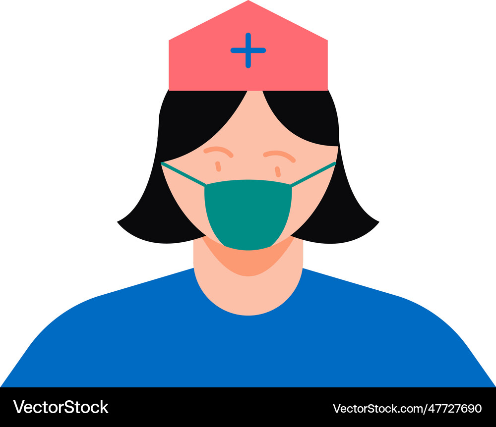 A nurse is wearing face mask Royalty Free Vector Image