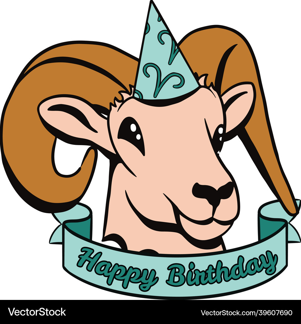 Aries happy birthday sign Royalty Free Vector Image
