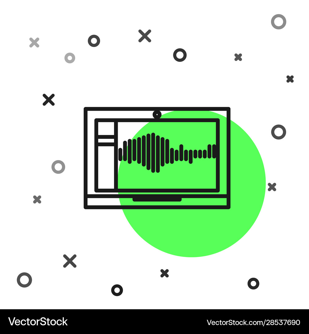 Black line sound or audio recorder or editor Vector Image