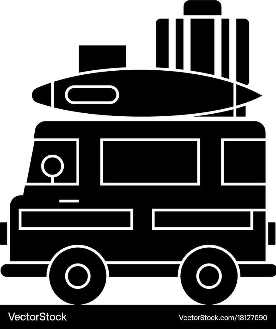 Caravan travel camping trailer icon Royalty Free Vector