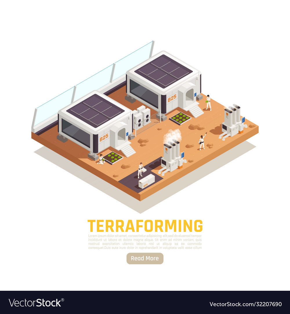 Colonization space isometric background Royalty Free Vector