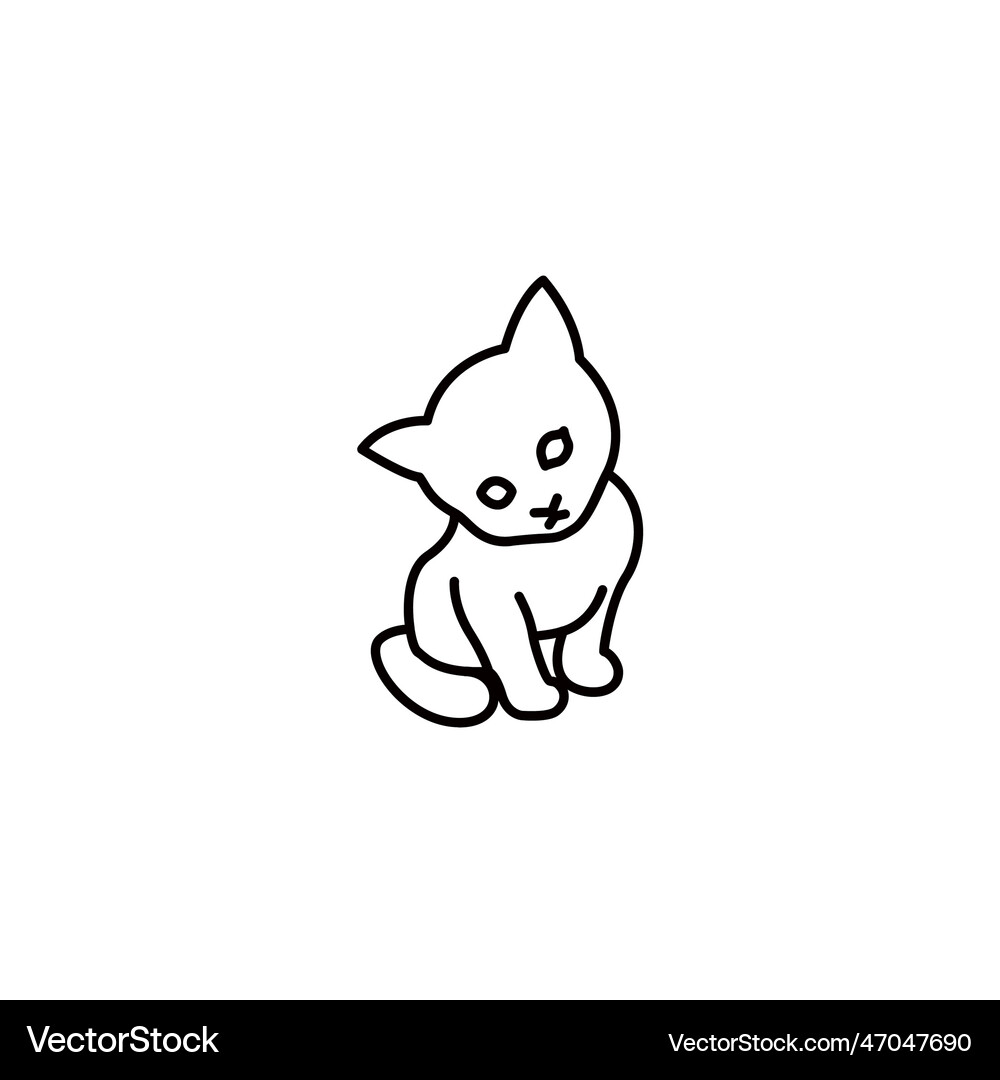 Cute kitten line art blank face pet logo Vector Image