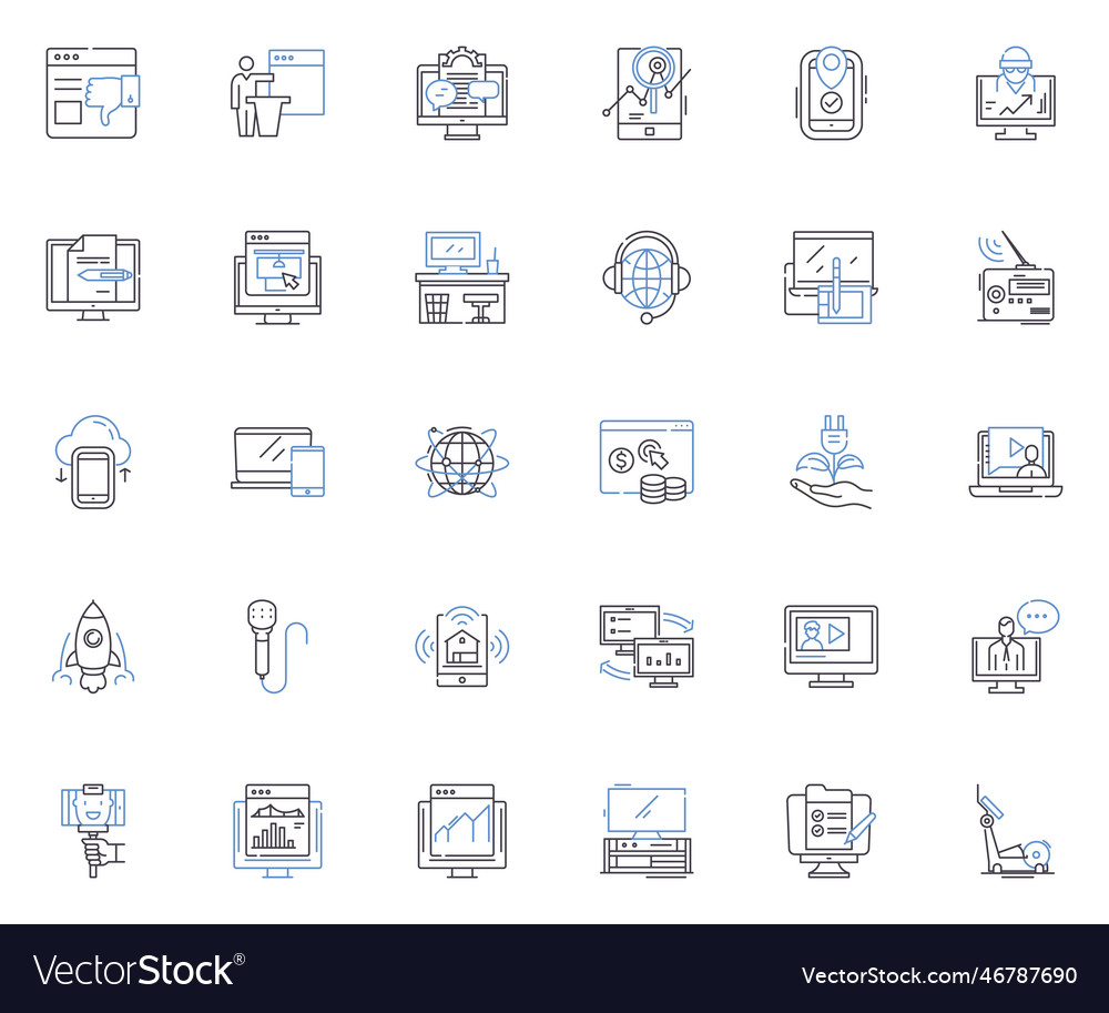 Gadgets line icons collection smartph tablet Vector Image