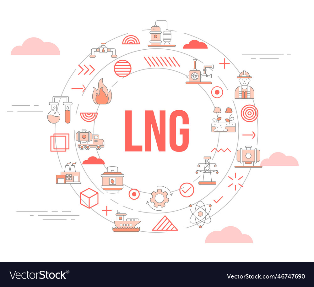 Lng concept with icon set template banner Vector Image Lng concept with icon set template banner Vector Image