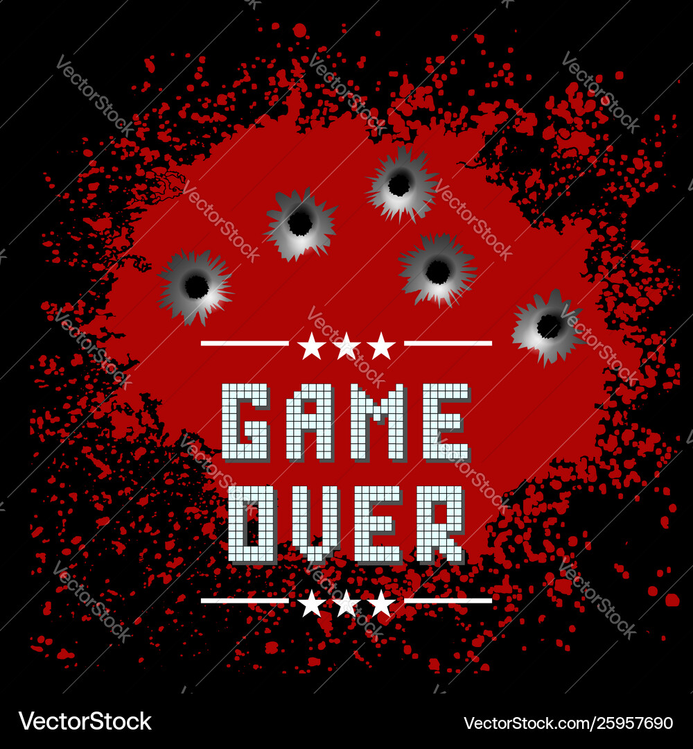 Retro game over sign with red drops gaming Vector Image
