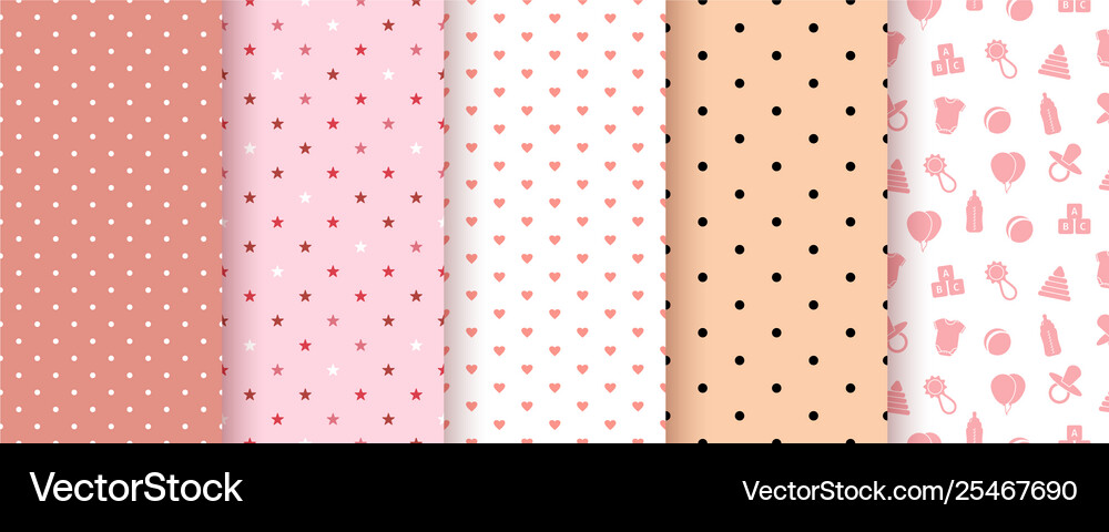Seamless patterns for baby girl Royalty Free Vector Image