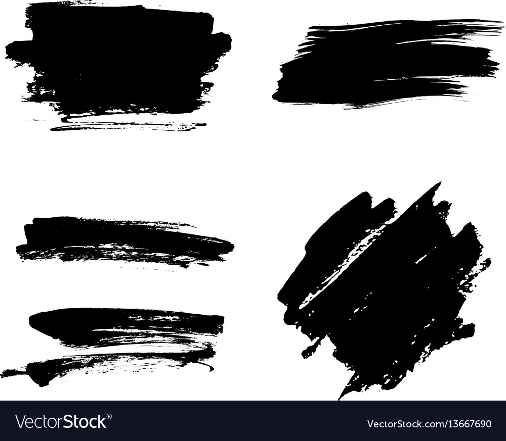 Set black paint ink brush strokes brushes Vector Image
