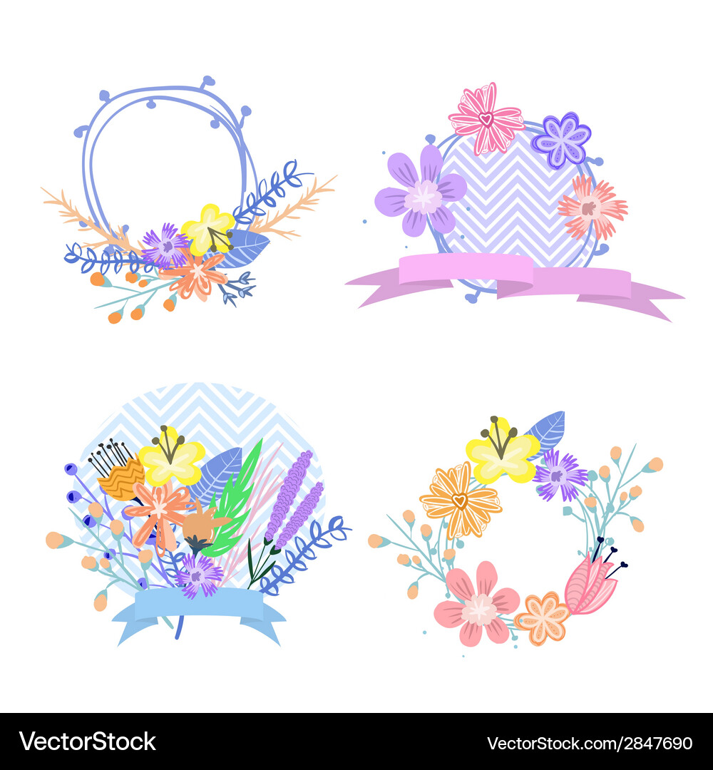 Set of flower frames and labels Royalty Free Vector Image