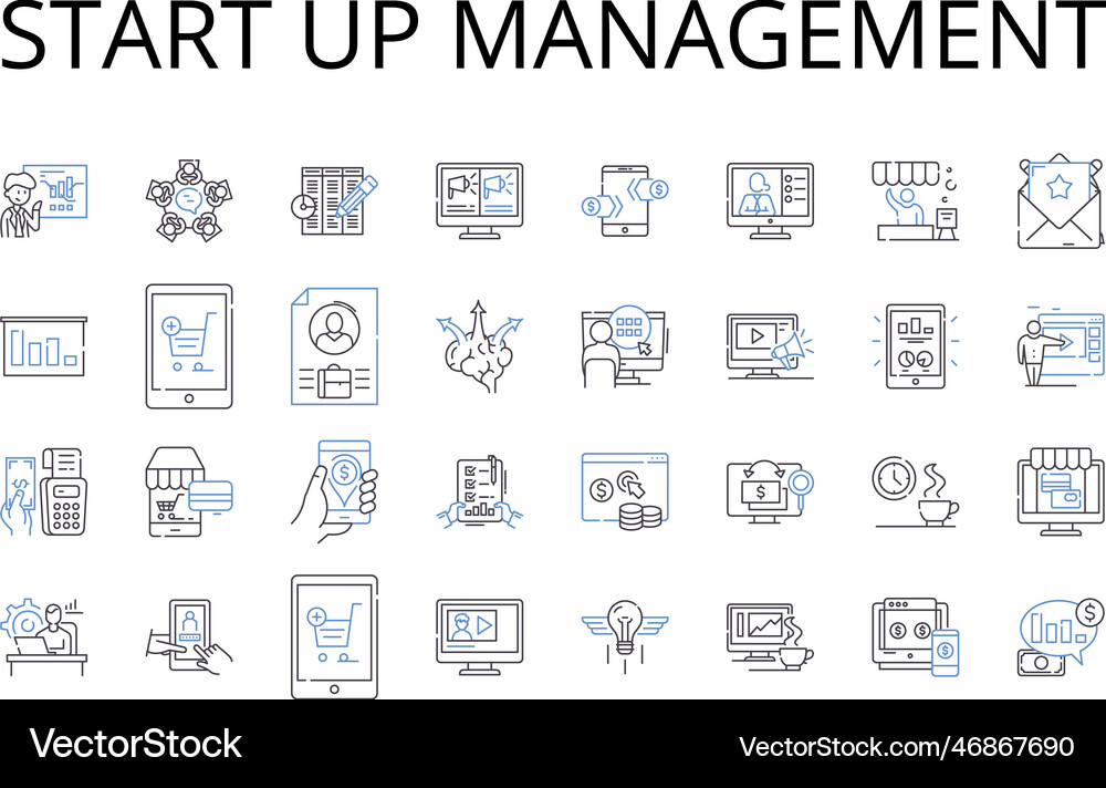 Start up management line icons collection Vector Image