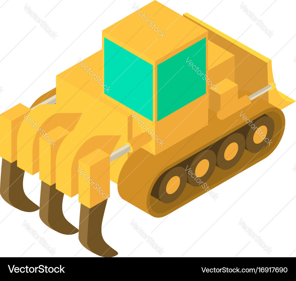 Yellow bulldozer icon isometric 3d style Vector Image