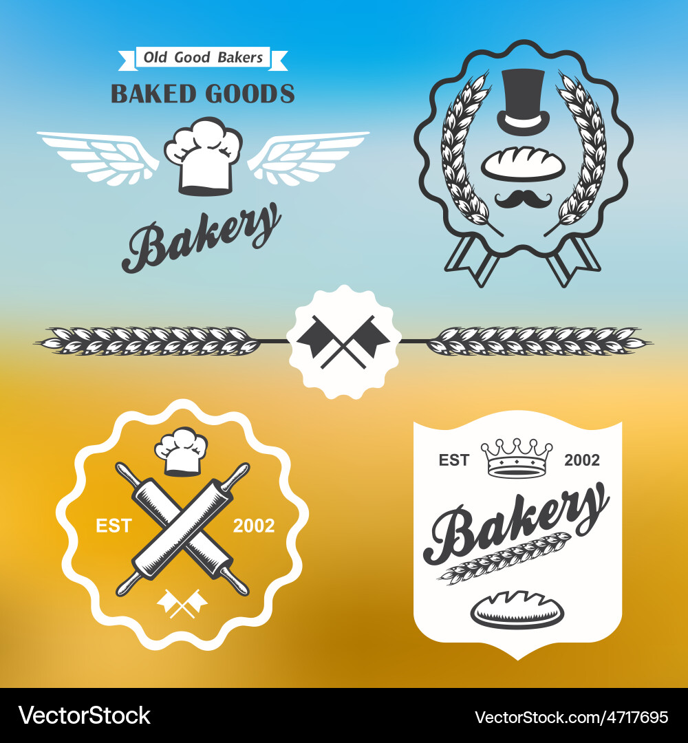 Bakery bread vintage retro badges labels logo Vector Image
