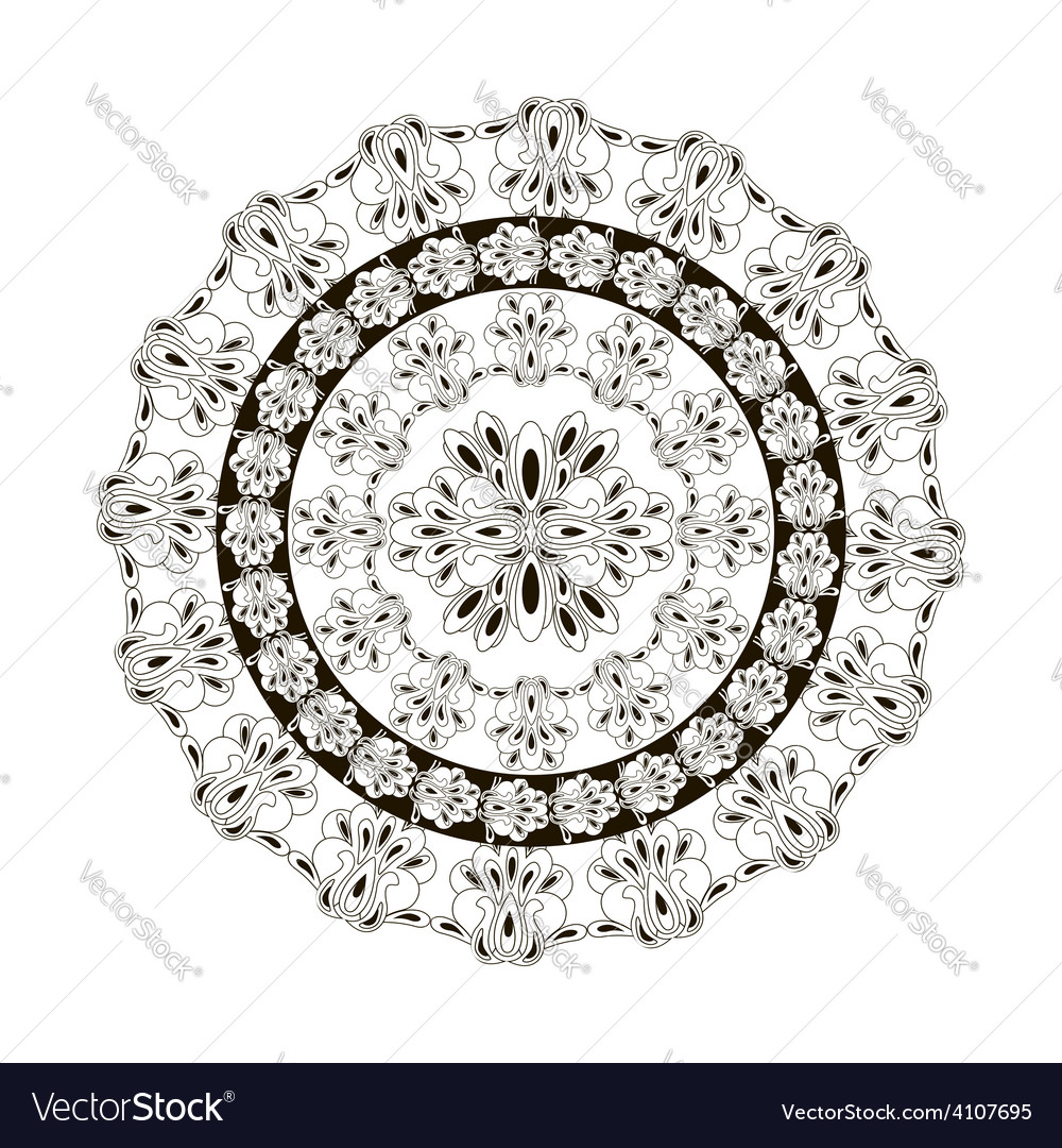 Black and white round frame Royalty Free Vector Image