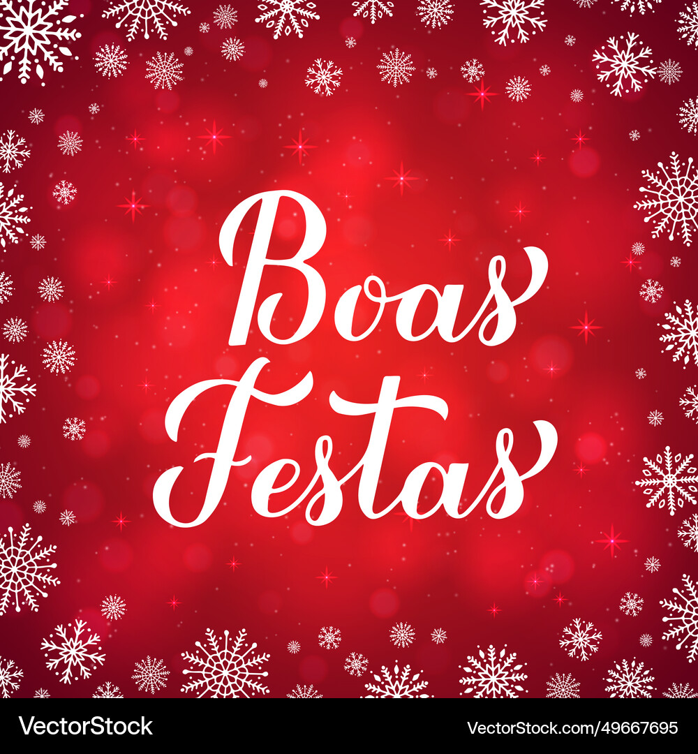 Boas festas calligraphy isolated on red Royalty Free Vector