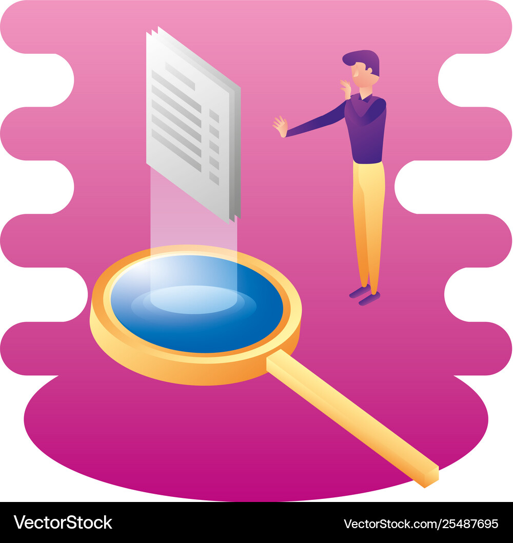 Businessman worker with magnifying glass Vector Image