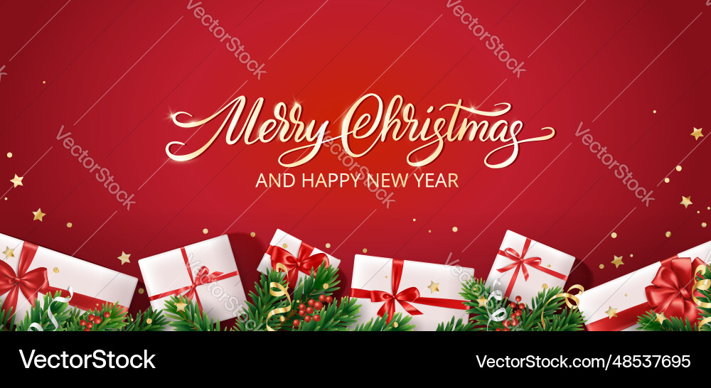 Christmas banner with decorated fir tree branches Vector Image