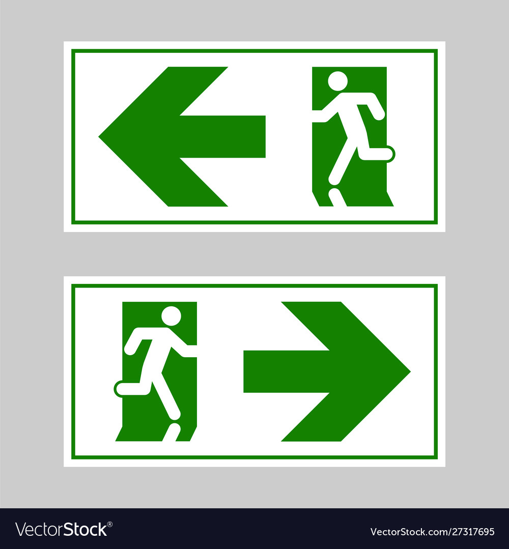 Emergency exit sign man running out fire Vector Image