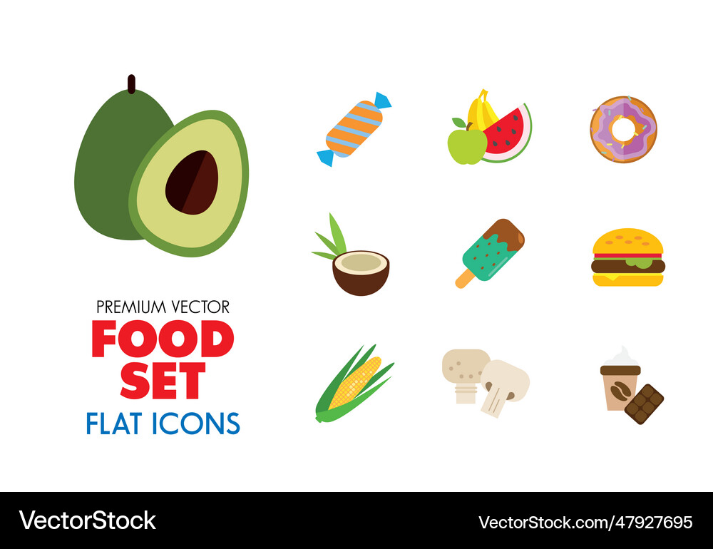 Food icons set Royalty Free Vector Image - VectorStock