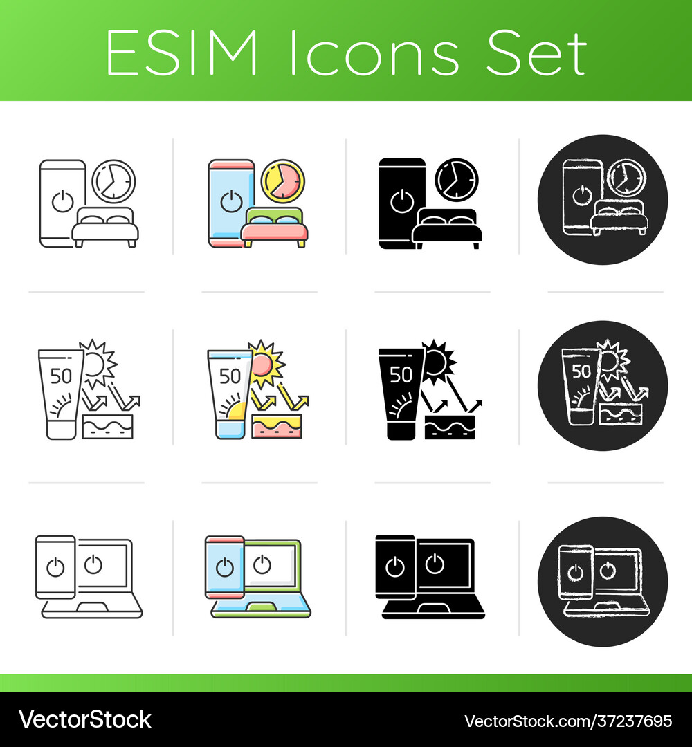 Healthy habits icons set Royalty Free Vector Image