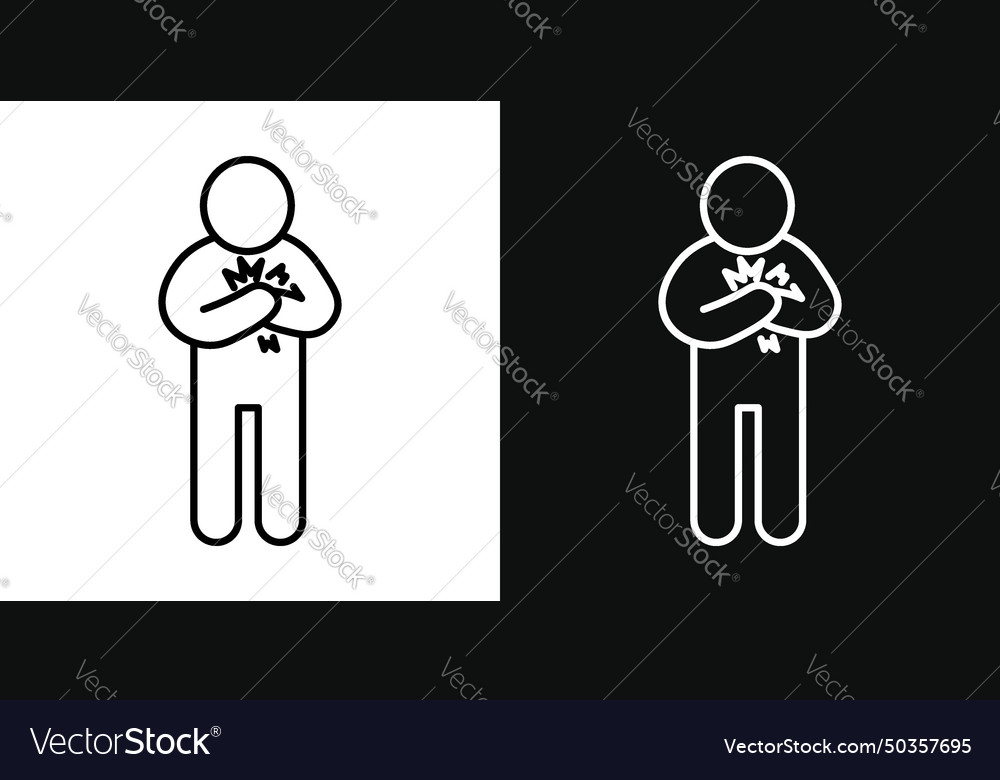 Heart attack icon set chest pain palpitation Vector Image Heart attack icon set chest pain palpitation Vector Image